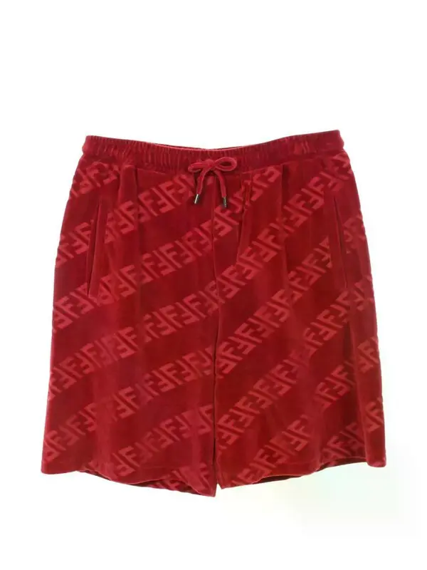 Fendi Zucca Logo Cotton Shorts - Red