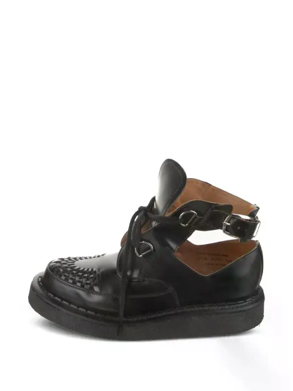 Comme Des Garçons Woven Buckle-strap Ankle Boots - Black