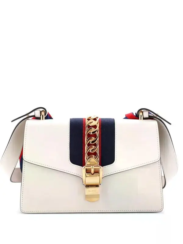 Gucci Sylvie Leather Small Shoulder Bag - White
