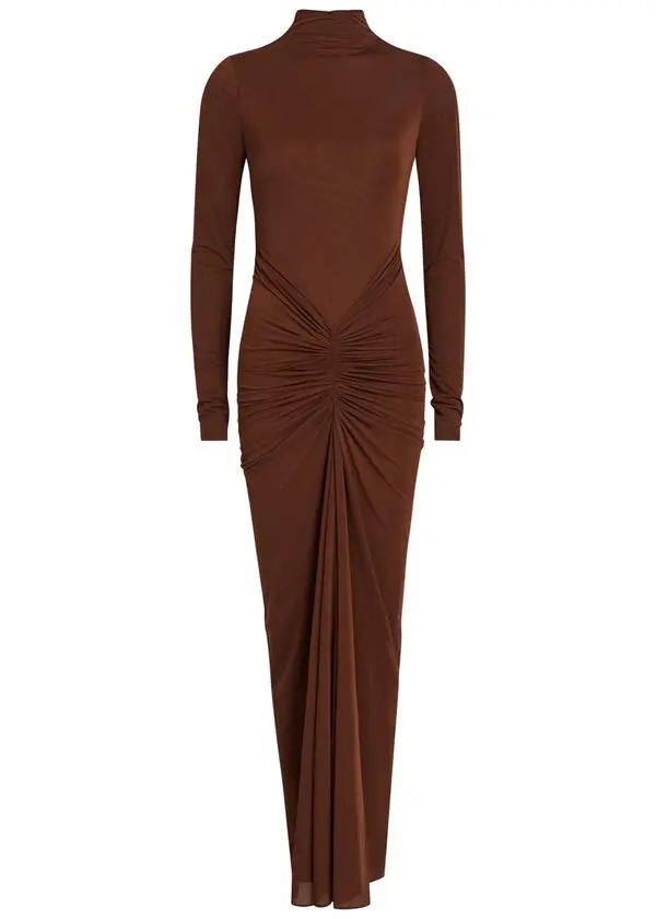 Ronny Kobo Scorpio Ruched Jersey Maxi Dress - Brown