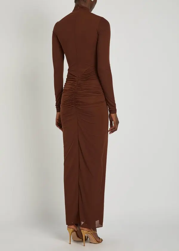 Ronny Kobo Scorpio Ruched Jersey Maxi Dress - Brown