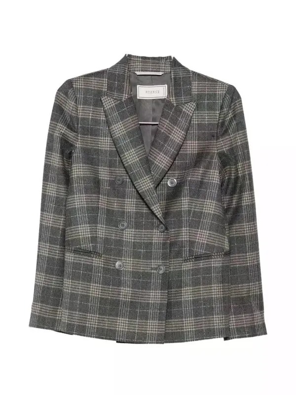 Peserico Double-breasted Check-pattern Blazer - Grey