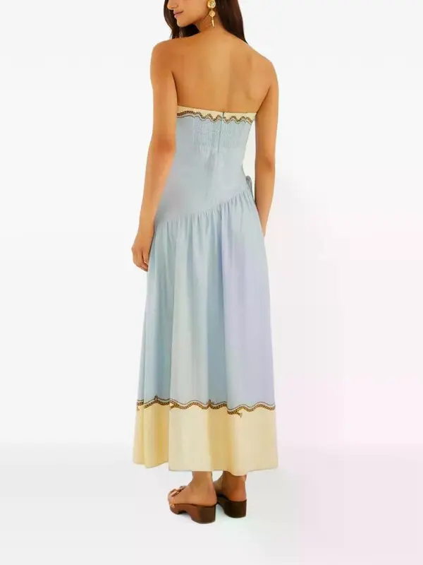 Farm Rio Strapless Tropical Print Maxi Dress