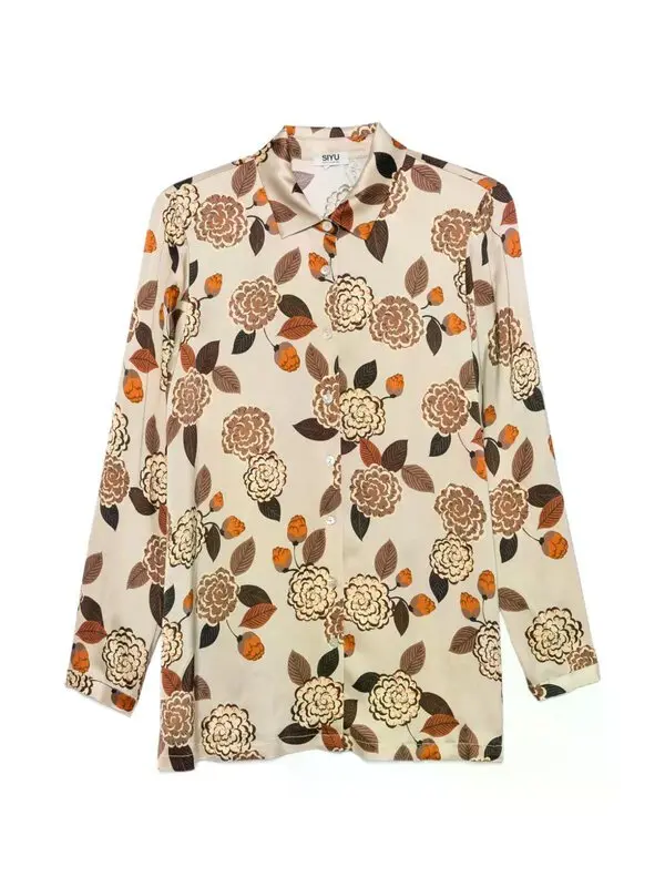 SIYU Floral Print Long-sleeve Shirt - Neutrals