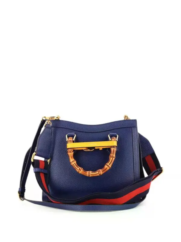 Gucci Diana Nm Bamboo Handle Leather Small Tote Bag - Blue
