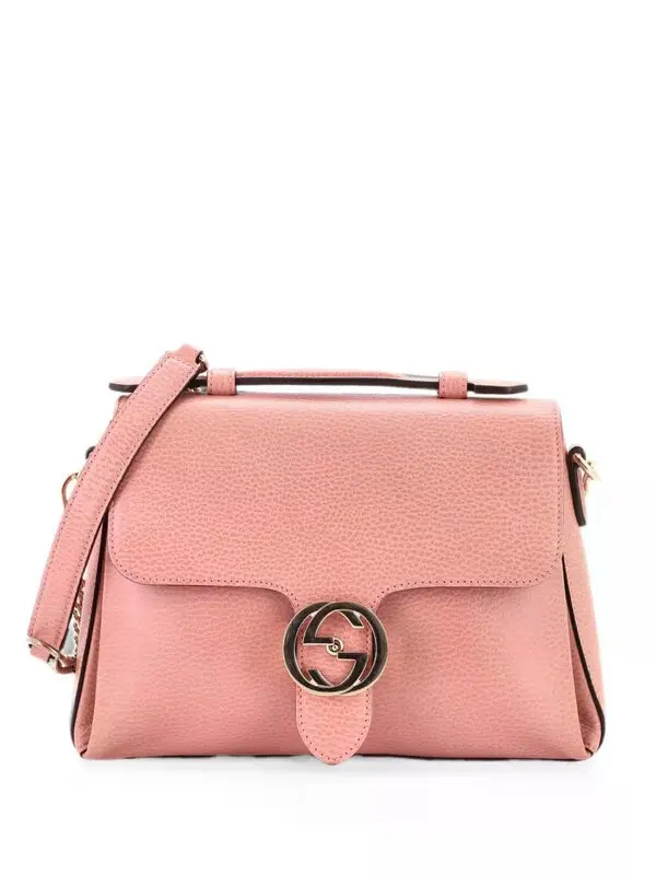 Gucci Interlocking Top Handle Bag Leather Medium Shoulder Bag