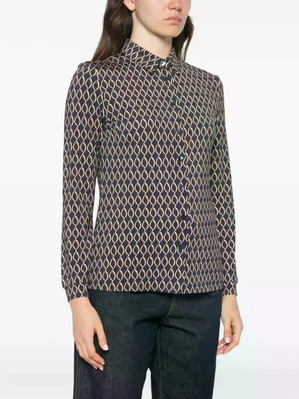 SIYU Geometric Print Long Sleeve Shirt