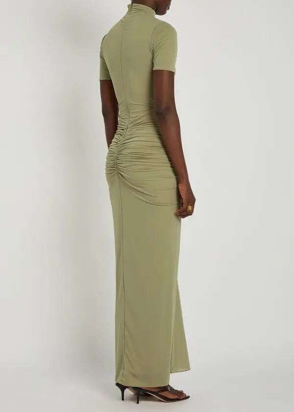 Ronny Kobo Enid Ruched Tissue Jersey Maxi Dress - Light Green