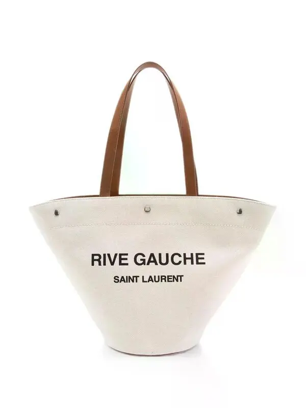 Saint Laurent Rive Gauche Trapezoid Tote Bag - Brown