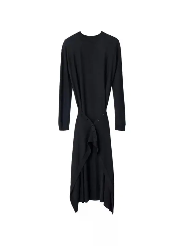 LEMAIRE Buttoned Merino Wool Blend Dress - Black