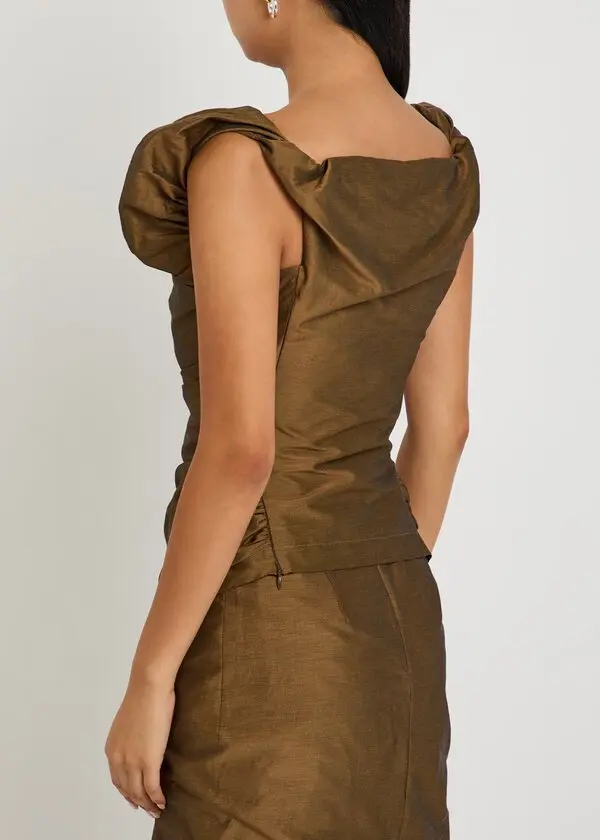 VIVIENNE WESTWOOD Ginnie Draped Cotton-blend Top - Bronze