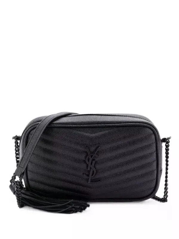 Saint Laurent Lou Camera Bag Matelasse Chevron Leather Mini Crossbody Bag - Black