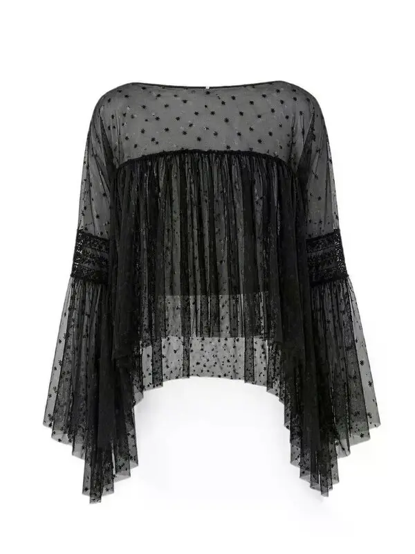 Alberta Ferretti Star-print Flared-sleeve Blouse