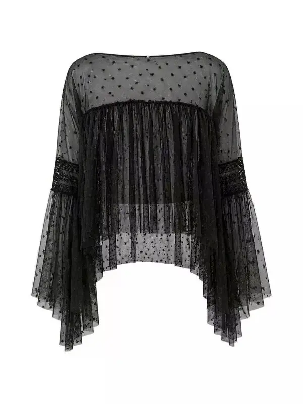 Alberta Ferretti Star-print Flared-sleeve Blouse - Black