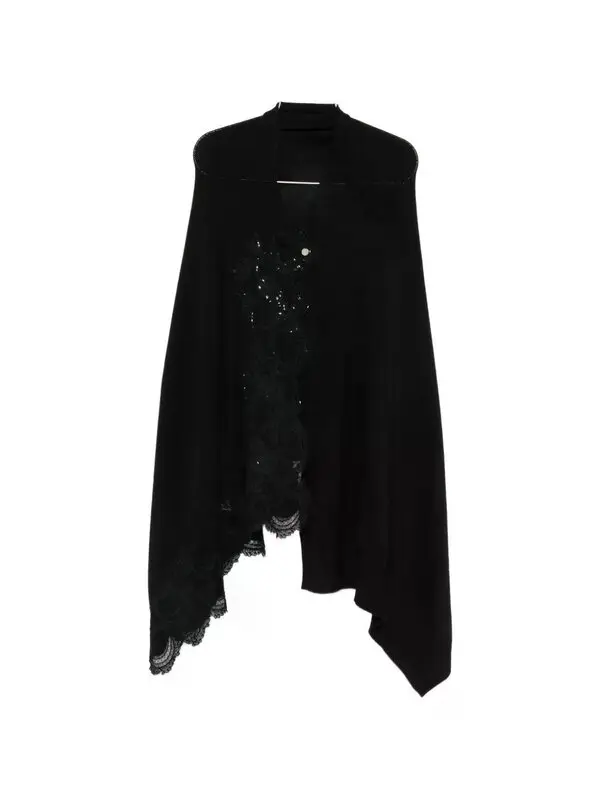 Ermanno Scervino Lace-embellished Draped Cardigan - Blue