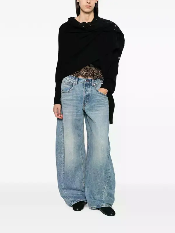 Ermanno Scervino Lace-embellished Draped Cardigan - Blue