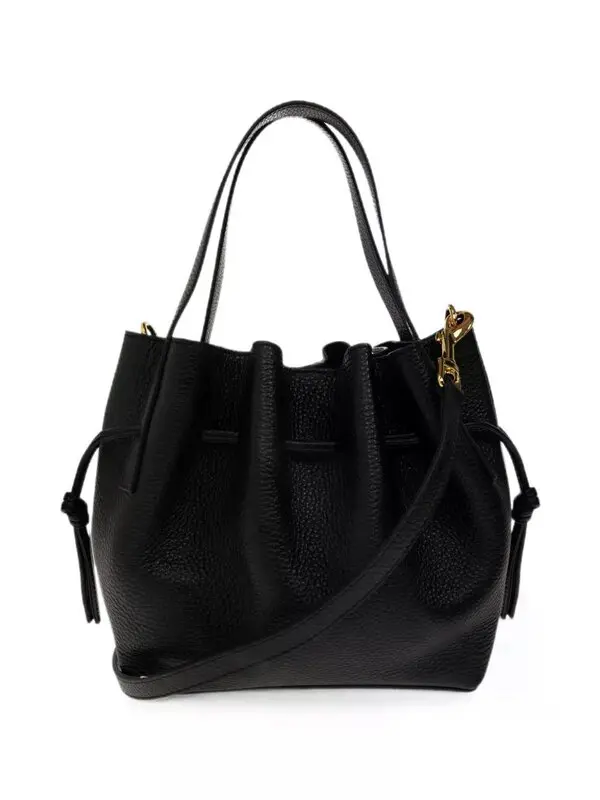 Yuzefi Mini Scallop Pebble-grain Bucket Bag - Black