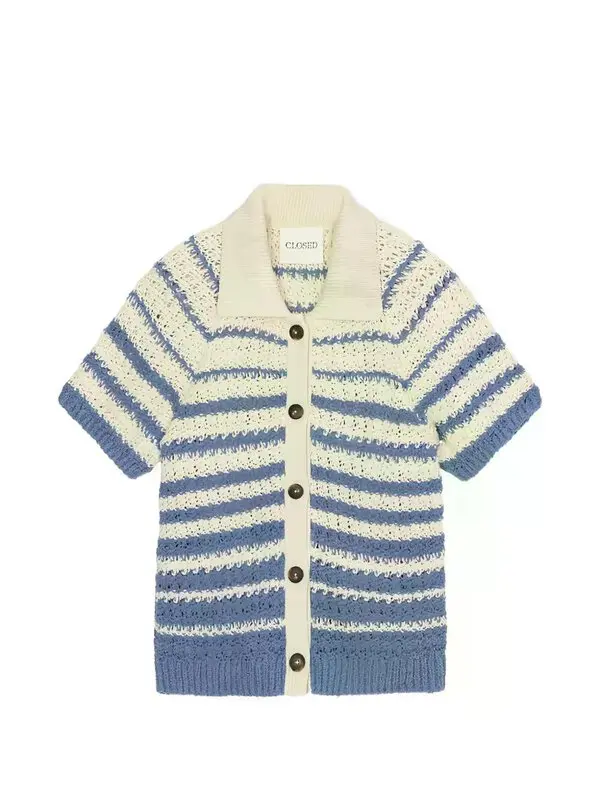 Closed Striped-knit Polo Cardigan