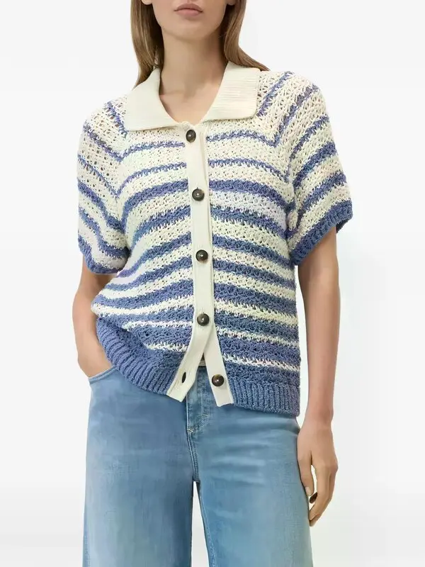 Closed Striped-knit Polo Cardigan