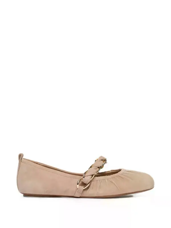 MANILA GRACE Chain-link Suede Ballet Flats - Neutrals