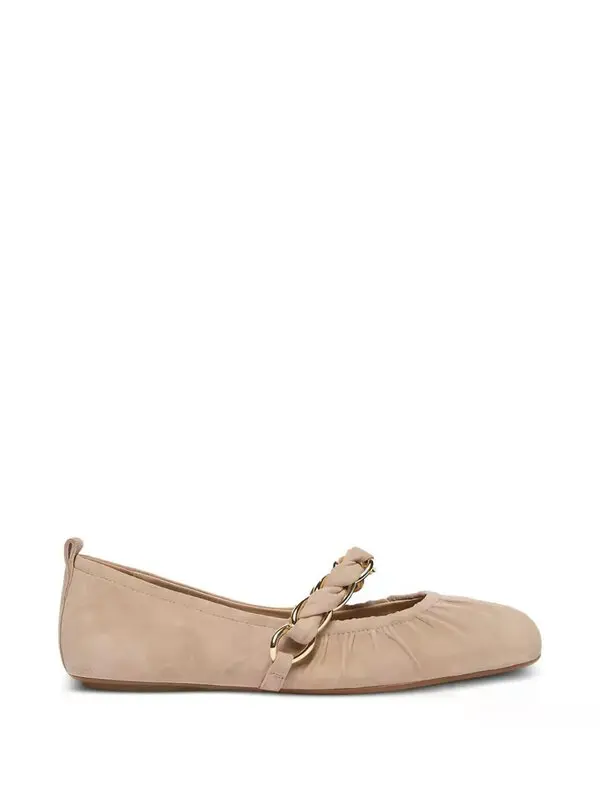 MANILA GRACE Chain-link Suede Ballet Flats