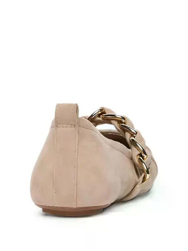 MANILA GRACE Chain-link Suede Ballet Flats