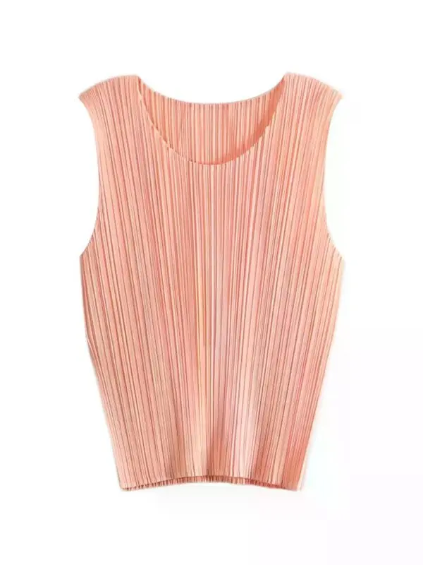 Issey Miyake Monthly Colors July Pleated Sleeveless Top - Orange