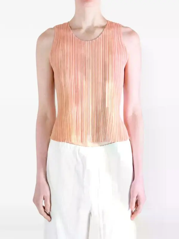 Issey Miyake Sleeveless Pleated Top - Orange