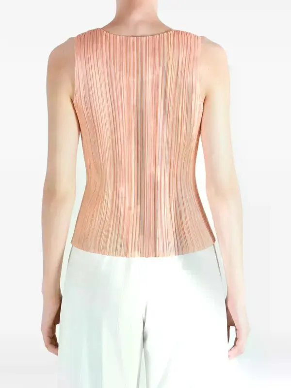 Issey Miyake Sleeveless Pleated Top - Orange