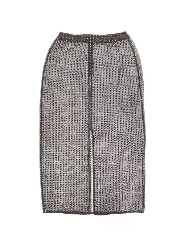 VENUJA Crystal-embellished Mesh Midi Skirt - Black
