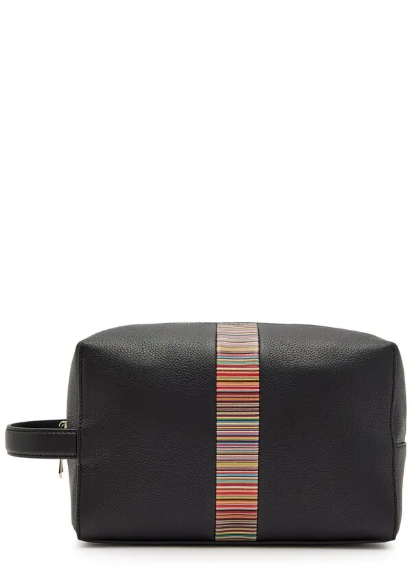 Paul Smith Signature Striped Grained Leather Wash Bag - Black