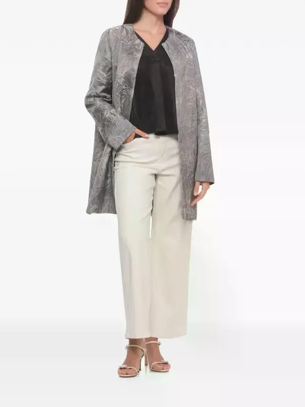 EMME Marella Floral-embroidered Round-neck Coat