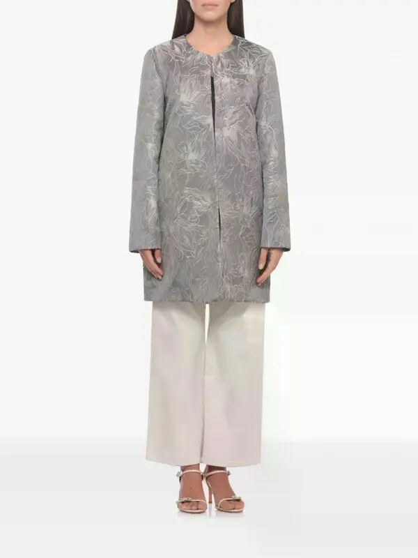 EMME Marella Floral-embroidered Round-neck Coat