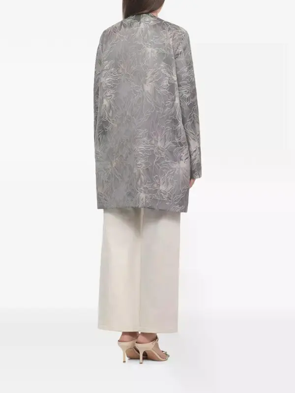 EMME Marella Floral-embroidered Round-neck Coat