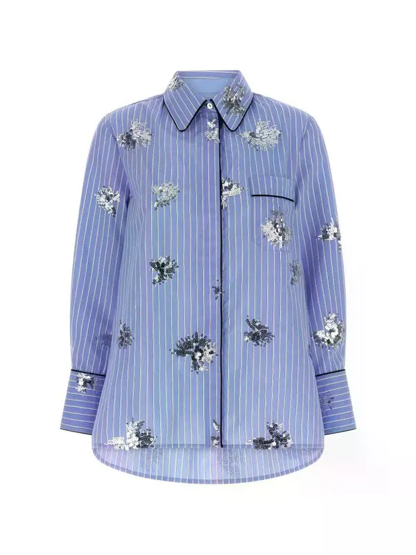LE TWINS Aria Sequin-embellished Pyjama Shirt - Blue