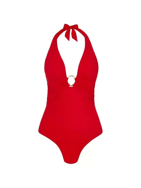 Heidi Klein Halterneck Ring Detail Swimsuit - Red