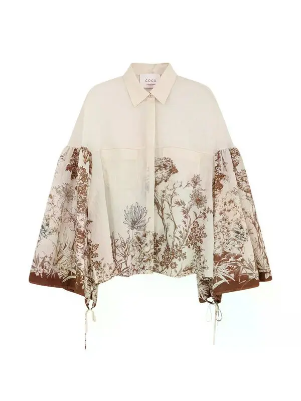 CO.GO Floral-print Flared-sleeve Shirt