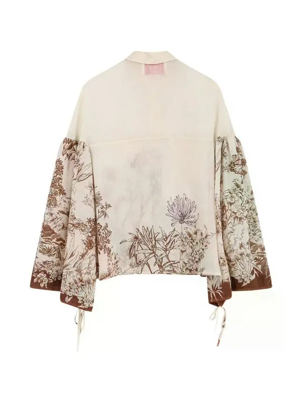 CO.GO Floral-print Flared-sleeve Shirt