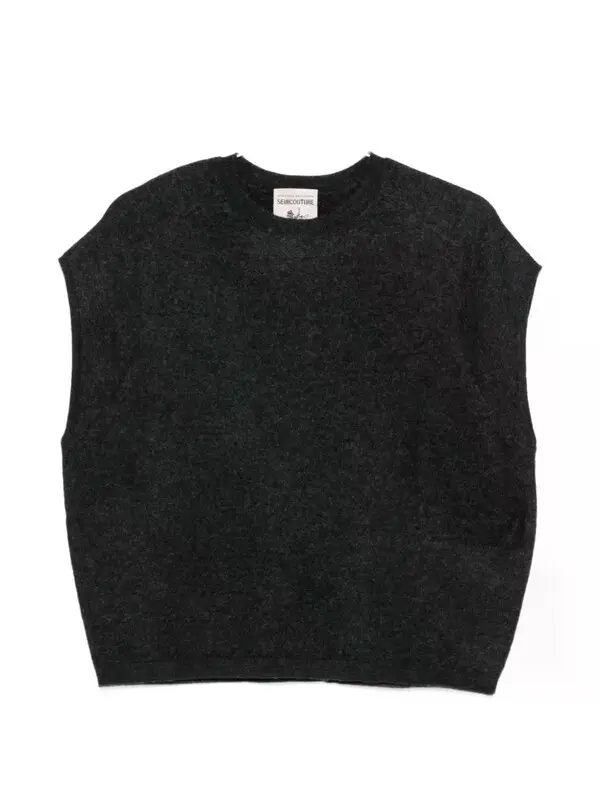 SEMICOUTURE Crew-neck Sleeveless Vest - Grey
