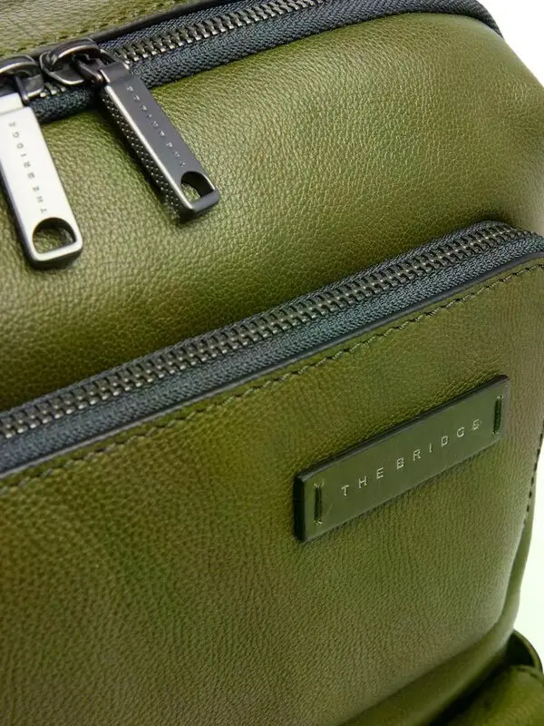 THE BRIDGE Leather Logo Patch Backpack
