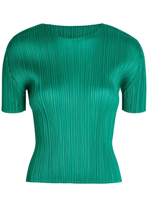 Issey Miyake Pleated Woven Top - Green