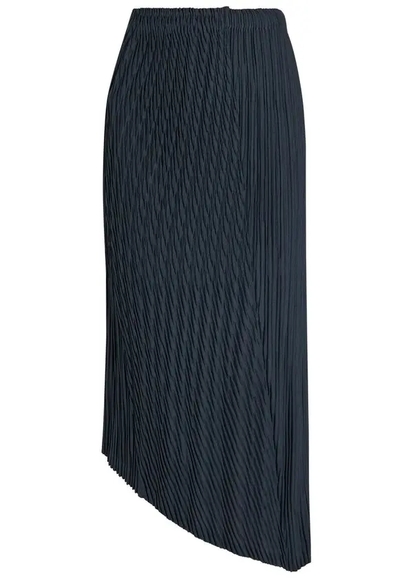 Issey Miyake Unfurling Pleats Woven Midi Skirt - Navy
