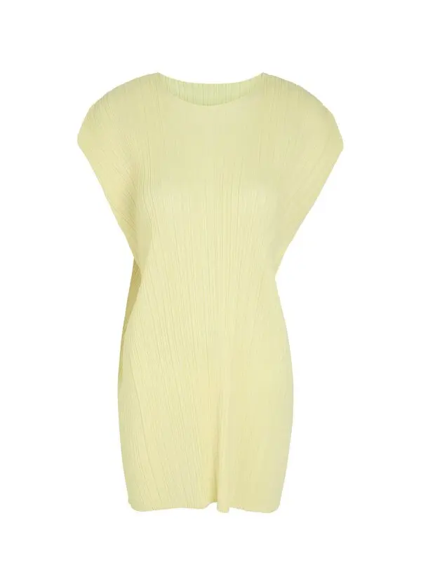 Issey Miyake Pleated Woven Mini Dress - Yellow Light