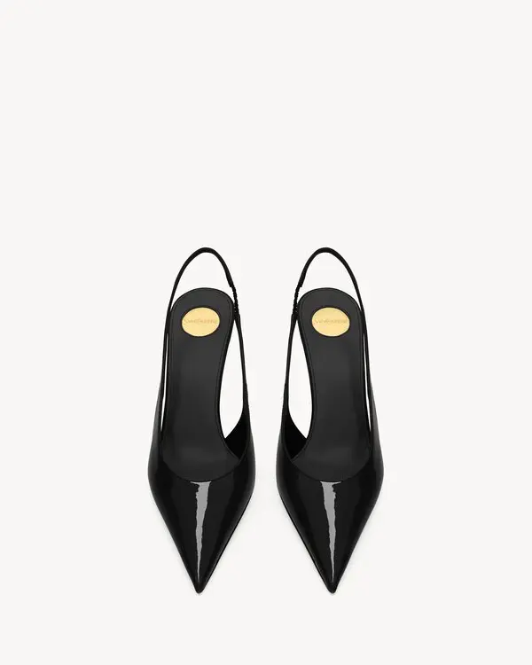 Saint Laurent Guermantes Slingback Pumps In Patent Leather - Black