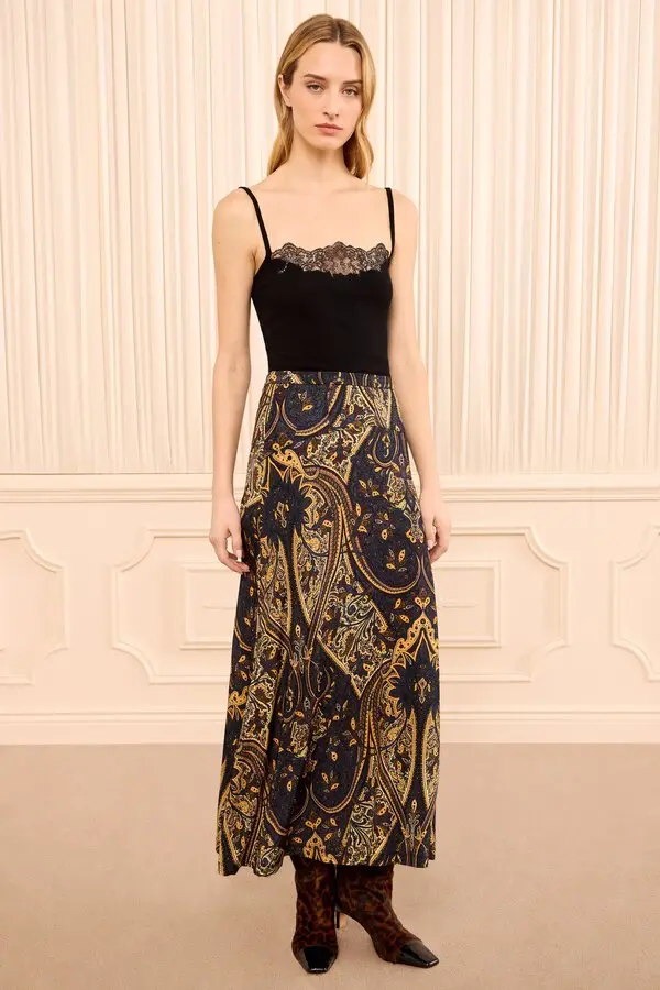 Ulla Johnson Paola Printed Jersey Midi Skirt