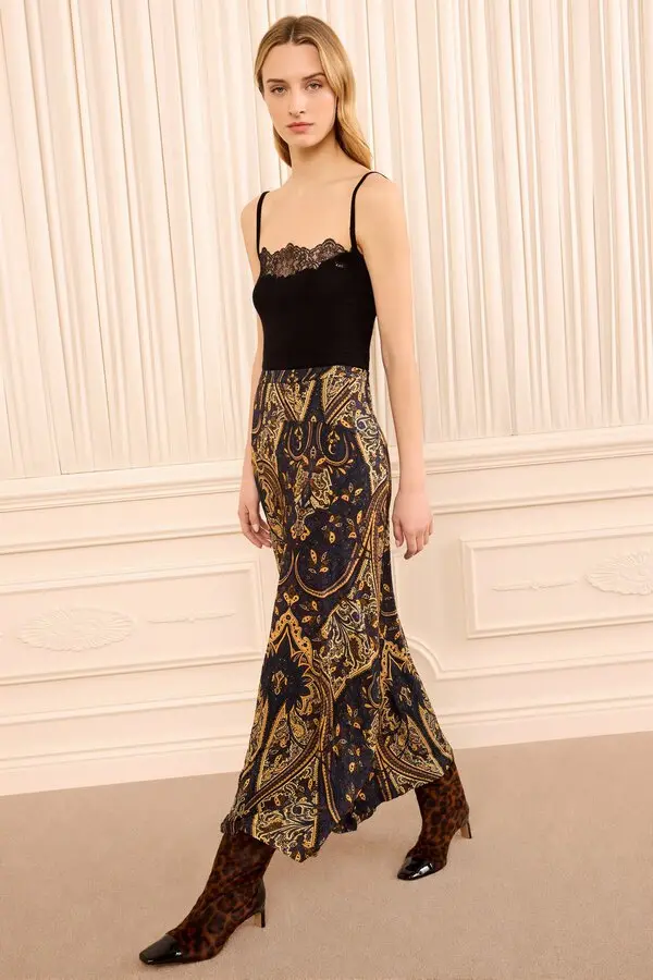 Ulla Johnson Paola Jersey Paisley Print Midi Skirt