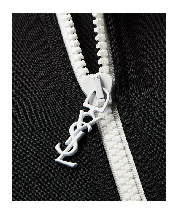 Saint Laurent Zip-up Track Jacket With Logo - Black
