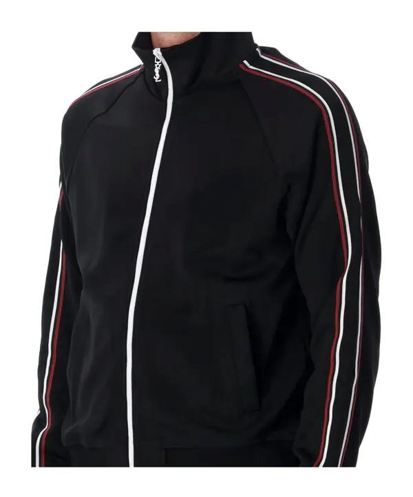 Saint Laurent Zip-up Track Jacket With Logo - Black