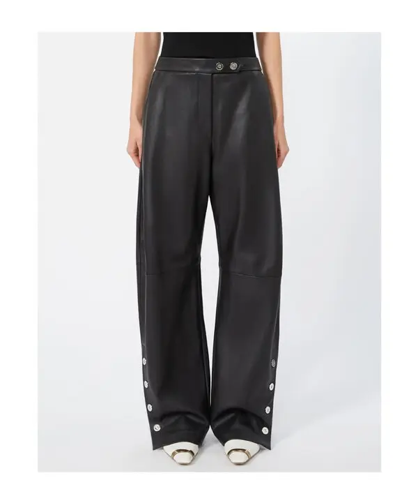 Sportmax Button-embellishment Leather Trousers