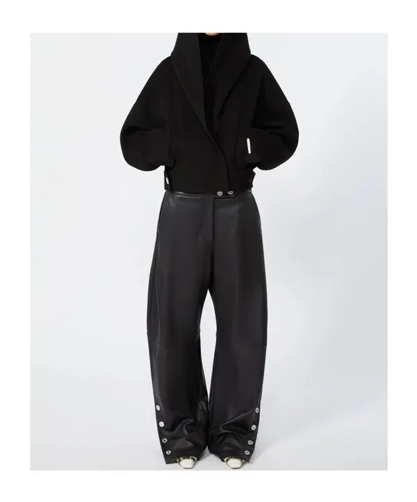 Sportmax Button-embellishment Leather Trousers